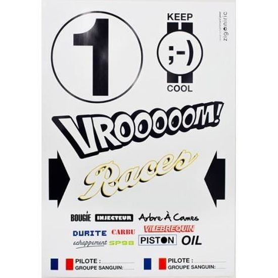 Stickers - Rallye - Lot de 2 planches - 18 stickers - Noir - Haute ...