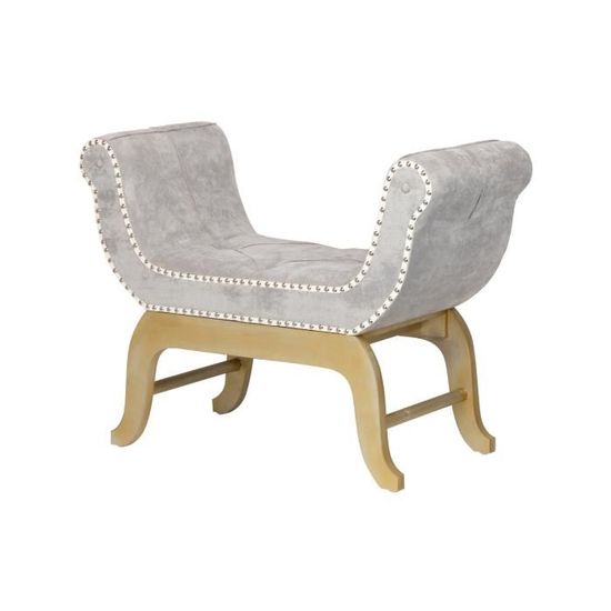 BANC CAPITONE VELOURS GRIS 88X41X64 CM - Cdiscount Maison