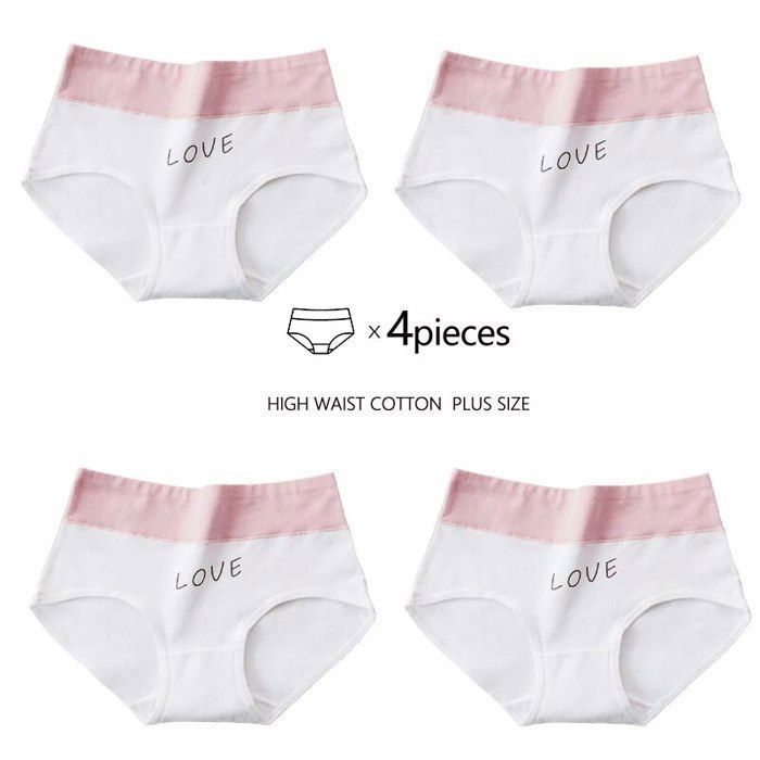 Culotte taille haute en coton pour femmes,4 pièces,sous-vêtements ...
