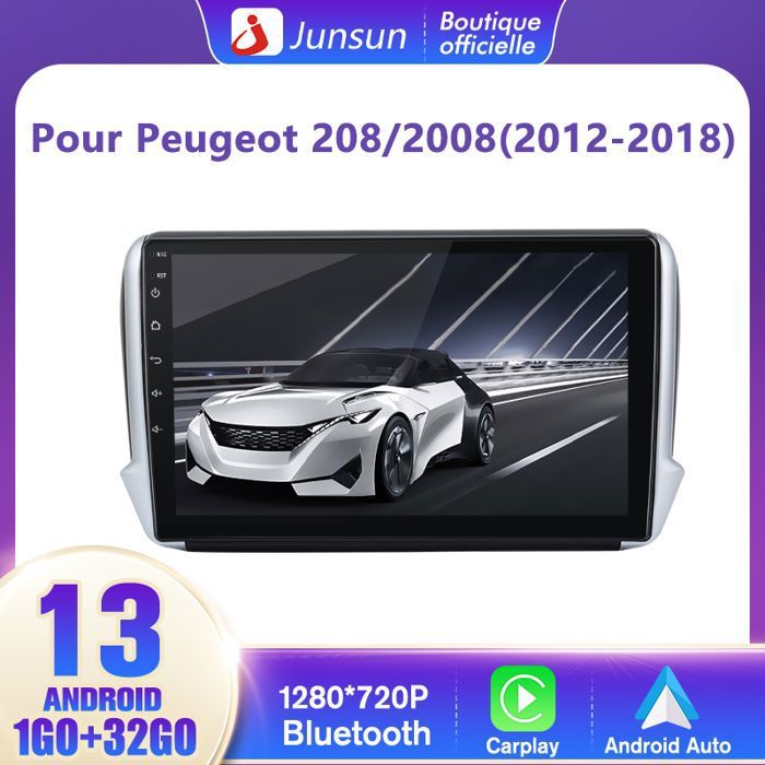 Junsun Autoradio Android 13 pour Peugeot 2008 (2012-2018) avec 1Go+32Go ...