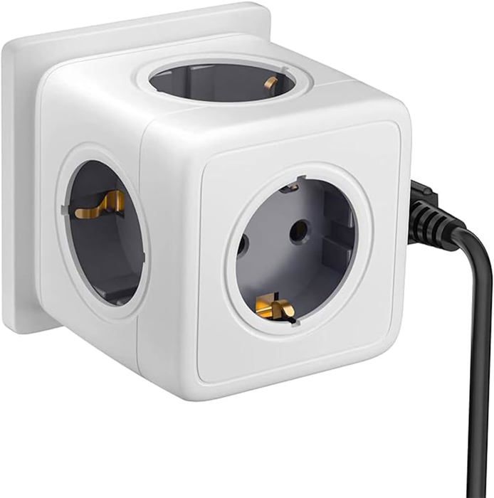 Multiprise ,Cube Multi-Prises Avec 5 Prises Eu–Design Compact,Pc/Abs De ...