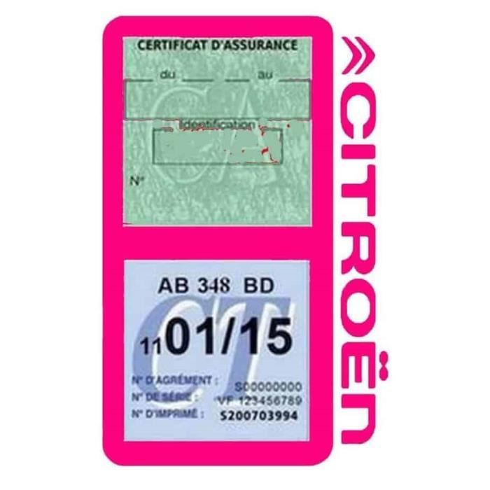 CITROEN VD27 ROSE POCHETTE ETUI VIGNETTE ASSURANCE VOITURE ET CONTROLE ...