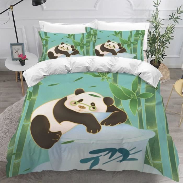 Housse De Couette 140X200 Panda De Dessin Animé Avec Fermeture Éclair ...