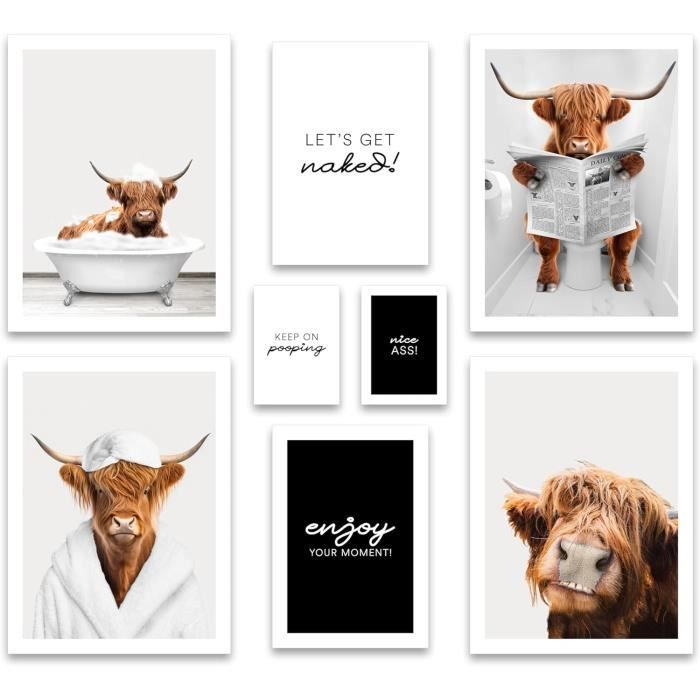 Tableau Décoration Murale Sans Cadre - Funny Bathroom - 8 Affiches Pour ...