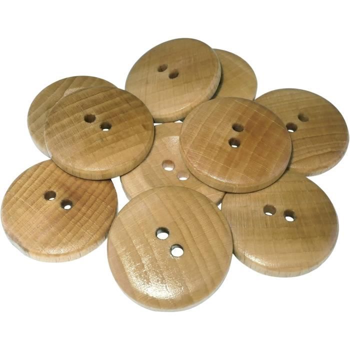Lot de 10 Boutons ronds en bois Ø28x5.5 mm à 2 trous L44 44L Couleur ...