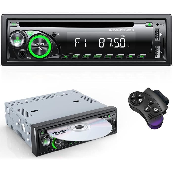 RDS Autoradio Bluetooth CD DVD Lecteur, Autoradio 1 Din pour 9-24V Voiture, Poste Radio Voiture ...