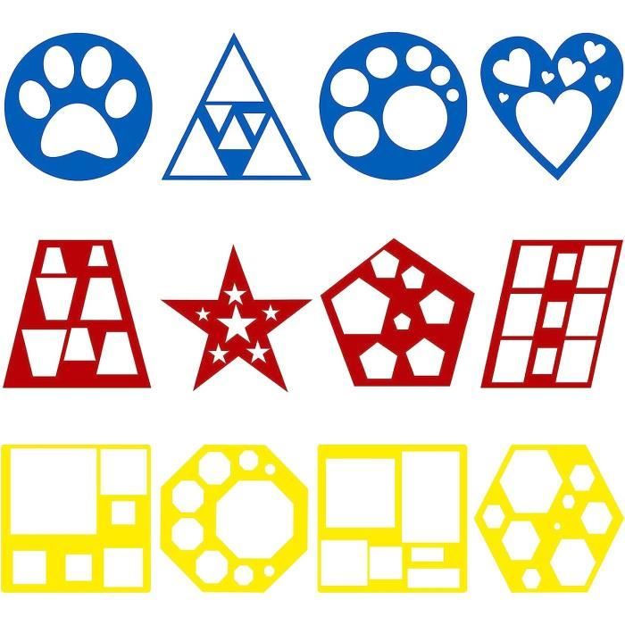 Lot de 12 pochoirs pour enfants, pochoirs en silicone, modèle de forme ...