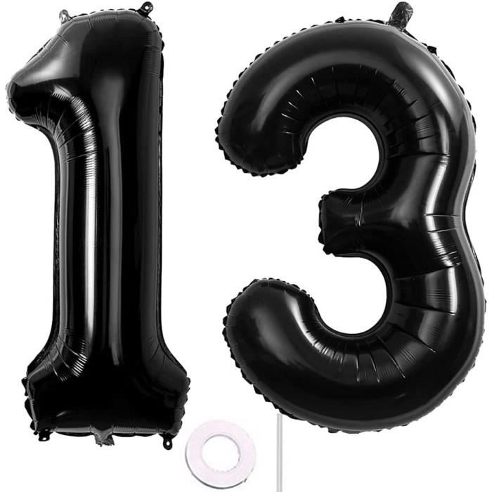 Ballon Anniversaire 13 Ans Noir, 100 Cm Ballon Chiffre Numéro 13 Noir ... Ballon Anniversaire 13 Ans Noir, 100 Cm Ballon Chiffre Numéro 13 Noir ...