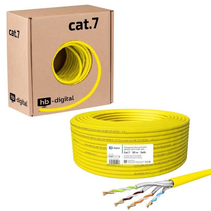 50m CAT 7 Câble Ethernet RJ45 LAN Câble réseau S-FTP PiMF Internet d ...