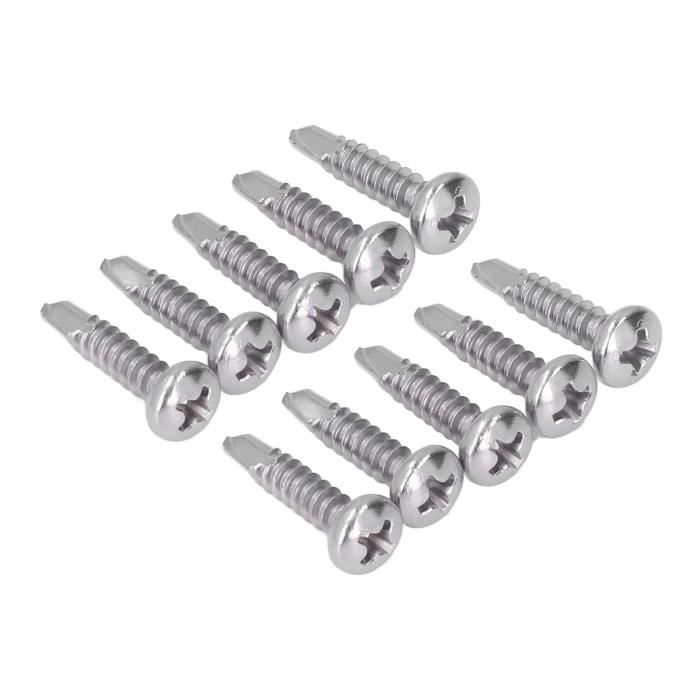 Vis à tête ronde cruciforme - DUOKON - M4.2x19 - Acier inoxydable 410 - Lot de 200 pièces ...