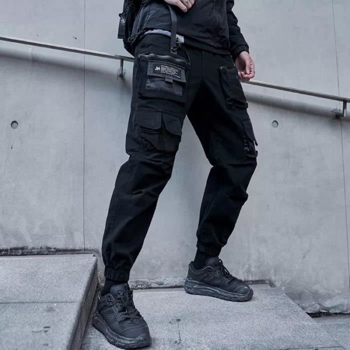 Pantalon Cargo - Harajuku - C5130 - Hip Hop - Harem - Multi-poches - Noir Blanc - Cdiscount Prêt ...