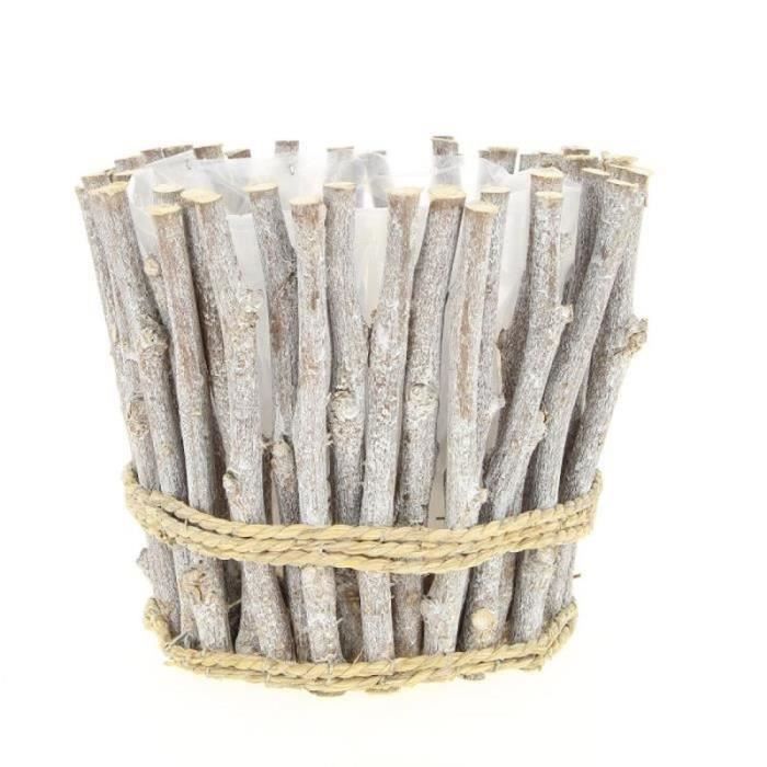 POT DE FLEUR Pot de fleur en bois - Diamètre: 23cm - Hauteur 21cm ...