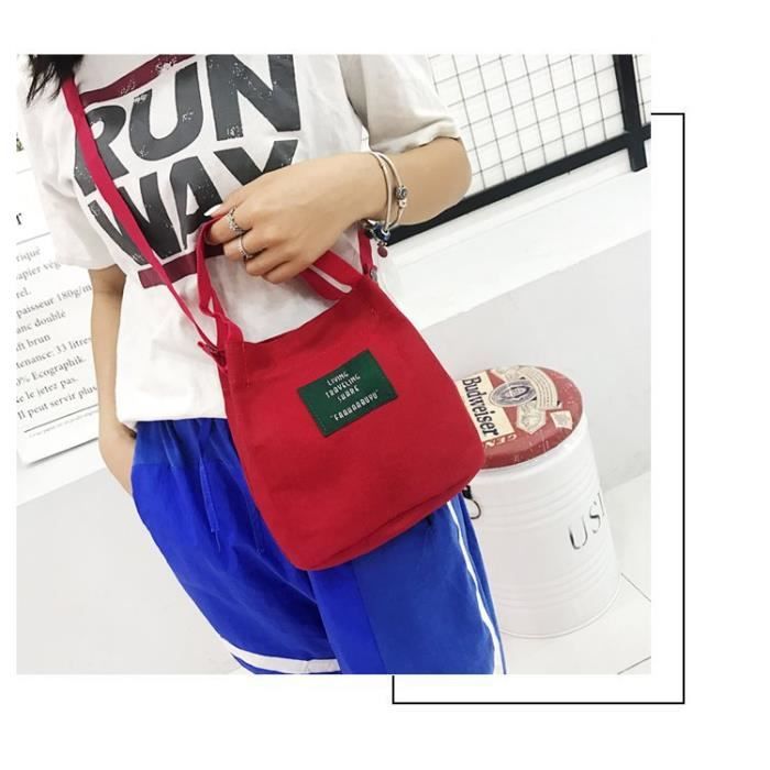 Sac à main en toile - OHP - art croisé diagonale - Rouge - Mixte ...