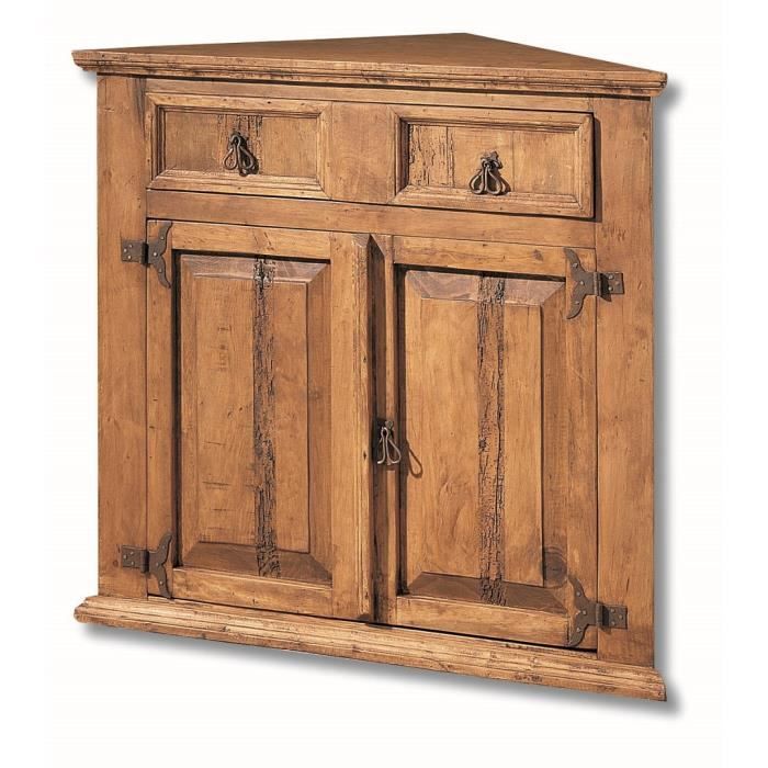 Buffet d'angle en pin massif coloris naturel - Longueur 97 x Profondeur ...