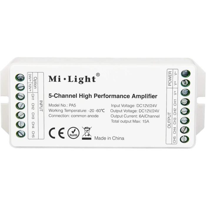 Miboxer Milight Pa5 Amplificateur Haute Performance 5 Canaux Dc12V-24V ...