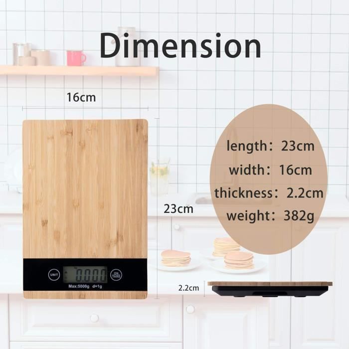 Balance De Cuisine Electronique Bois Ce Pèse Aliment 5Kg-1G Haute ...