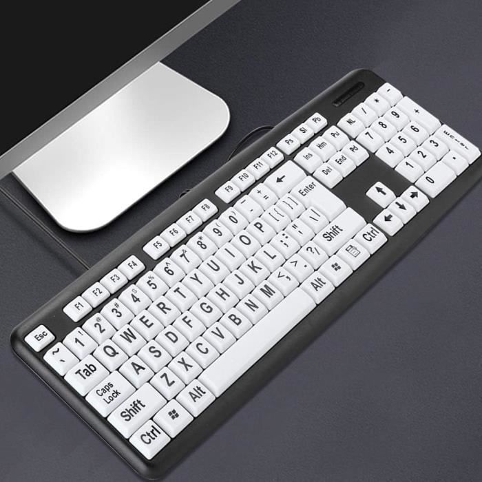 Clavier Gros Caractères Pour Senior, Clavier Confort Visuel Blanc ...