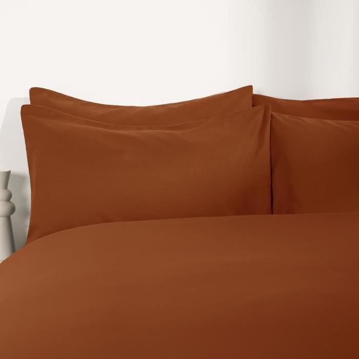 Parure De Lit Double Orange Brûlé Avec Housse De Couette Et Taies D ...