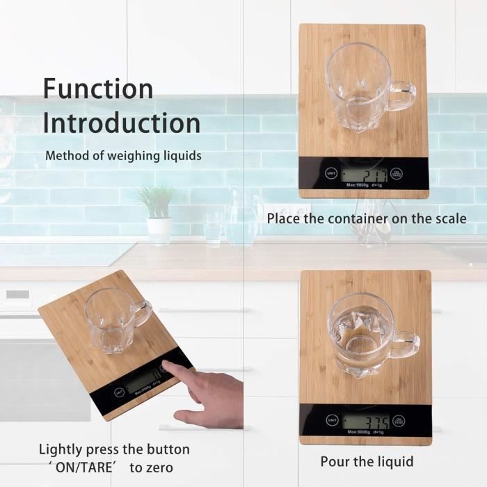 Balance De Cuisine Electronique Bois Ce Pèse Aliment 5Kg-1G Haute ...