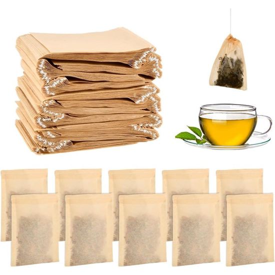 Sachets Thé a Remplir Jetable 300PCS Sachets Filtre à Thé Jetables en ...