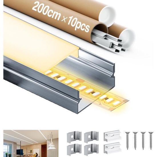1m×6 Profilé Alm LED Rail avec Diffuseur Goulotte et Profile Alu pour ...