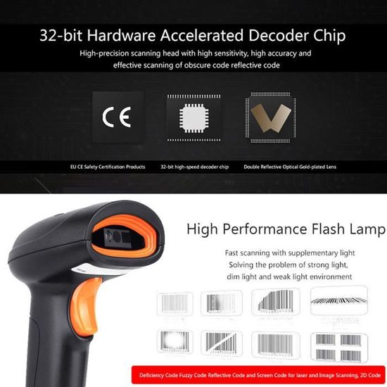 SAL Scanner de codes-barres sans fil Lecteur de Codes à Barres sans Fil ...