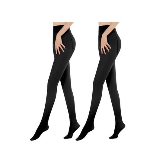 2PCS Collant Chaud Femme Hiver Extensibles Translucide Epais Polaire ...