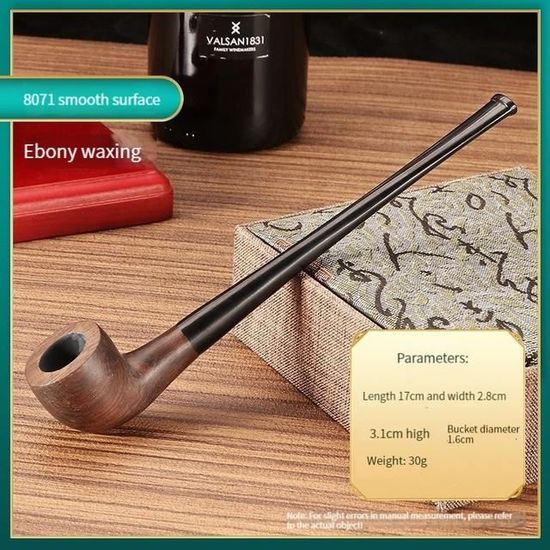 PIPE,B--Pipe à tabac en bois'ébène avec filtre, 3mm, style rétro, pour ...
