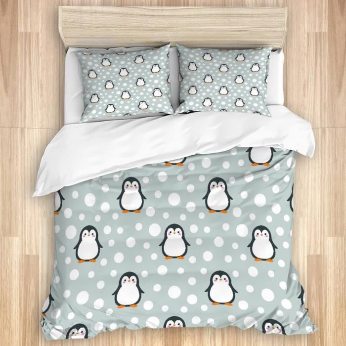 Parure de couette Dessin animé mignon pingouin sans soudure de fond,1 ...