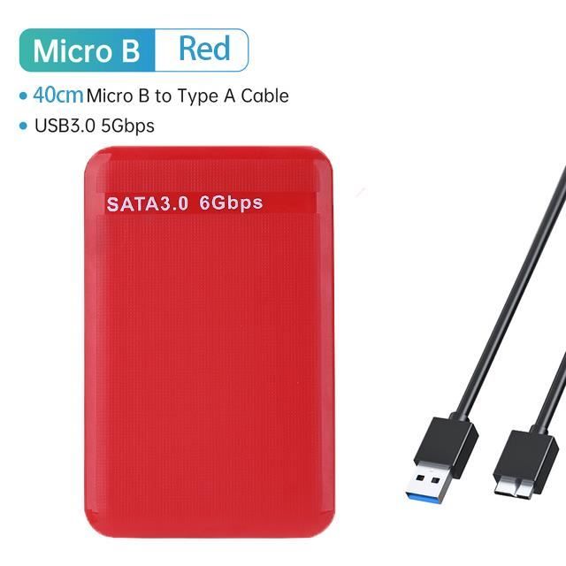 Cas SSD rouge - Boîtier de disque dur SATA vers USB 3.0, boîtier de ...