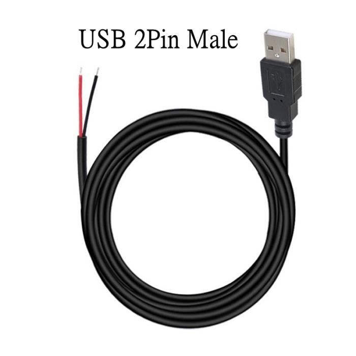 USB 2pin Male-Câble d'Alimentation 5V USB 2.0 Femelle Mâle à 4 Broches ...