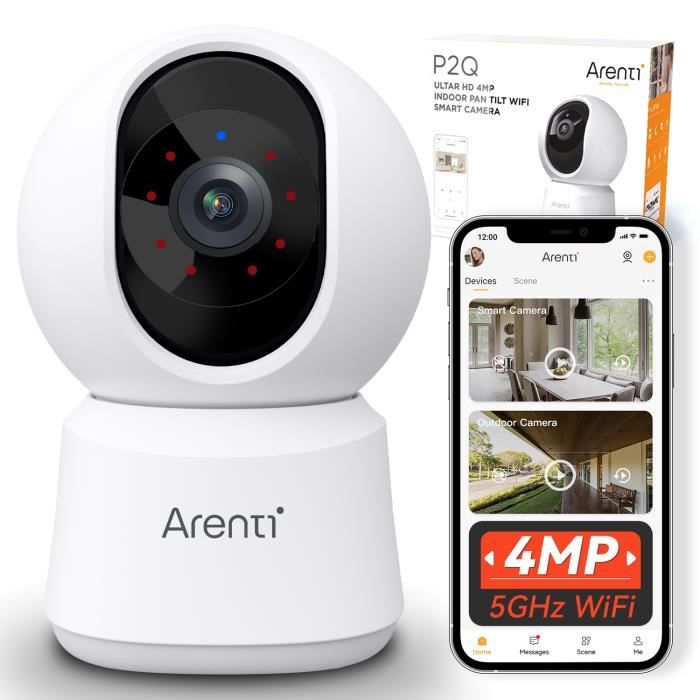 Arenti P2Q - 4MP/2,5K Ultra-HD Caméra IP de Surveillance Intérieure ...