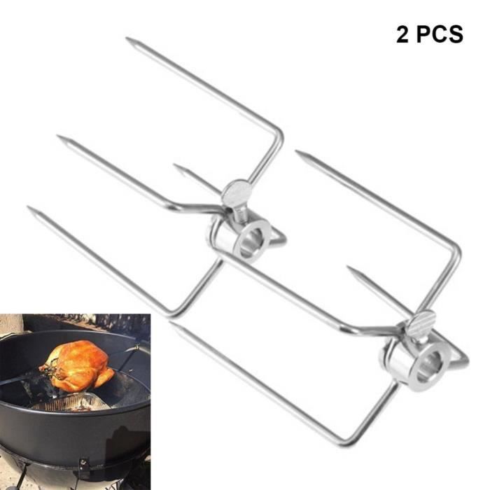 2pcs barbecue en acier inoxydable barbecue broche barbecue accessoires ...
