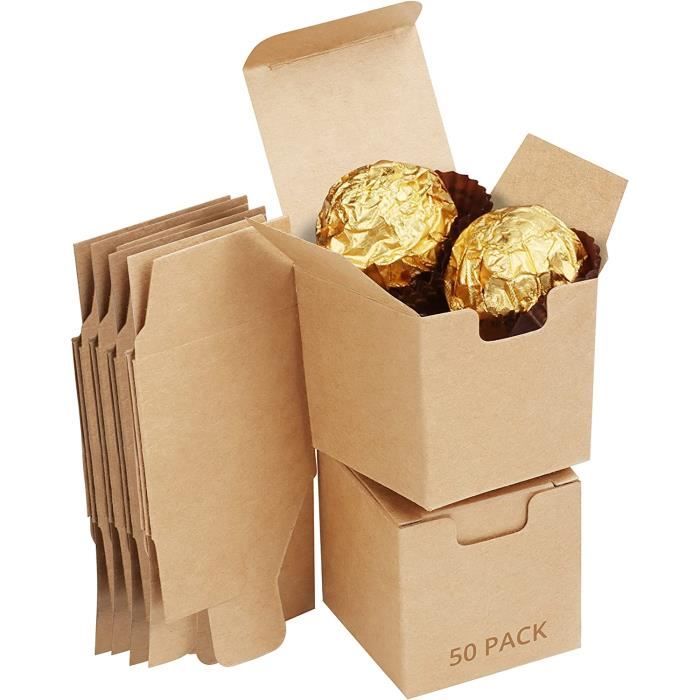 Boite Kraft Cadeau Marrons (Lot de 50) - Boite Carton de 5 x 5 x 5 cm ...