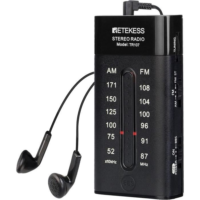 Tr107 Mini Radio, Casque Radio A Pile, Transistor Fm Am, Stéréo, Mega ...