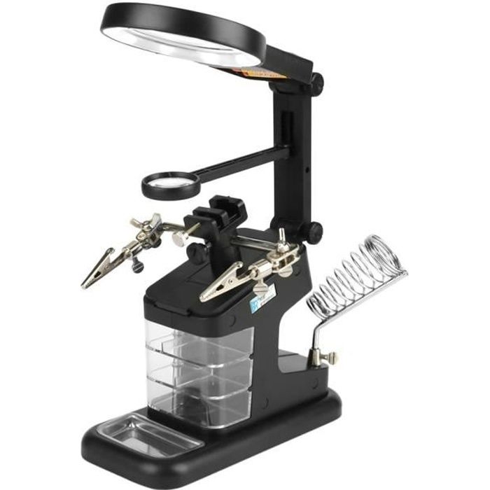 Station de fer à souder - ESTINK - Modèle avec loupe LED - 10 lumières ...