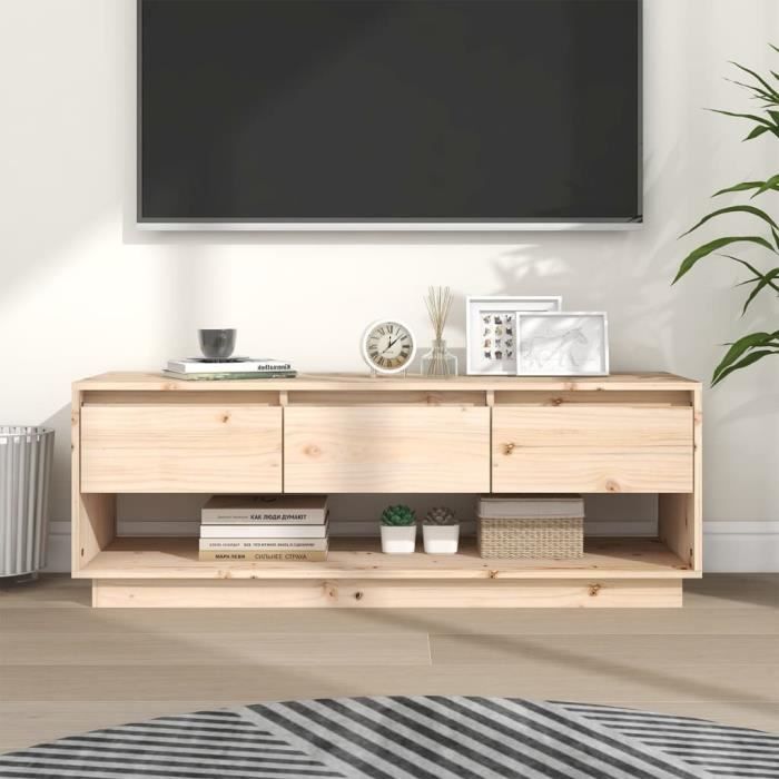 MEUBLE TV - MEUBLE HI-FI - Meuble TV 110,5x34x40 cm Bois de pin massif ...