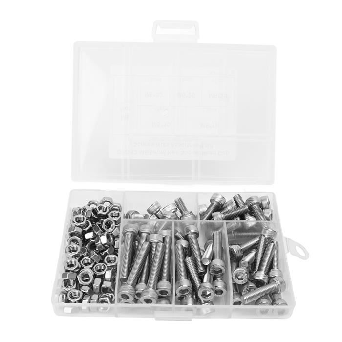Lot de 150 vis à tête hexagonale à six pans creux en acier inoxydable ...