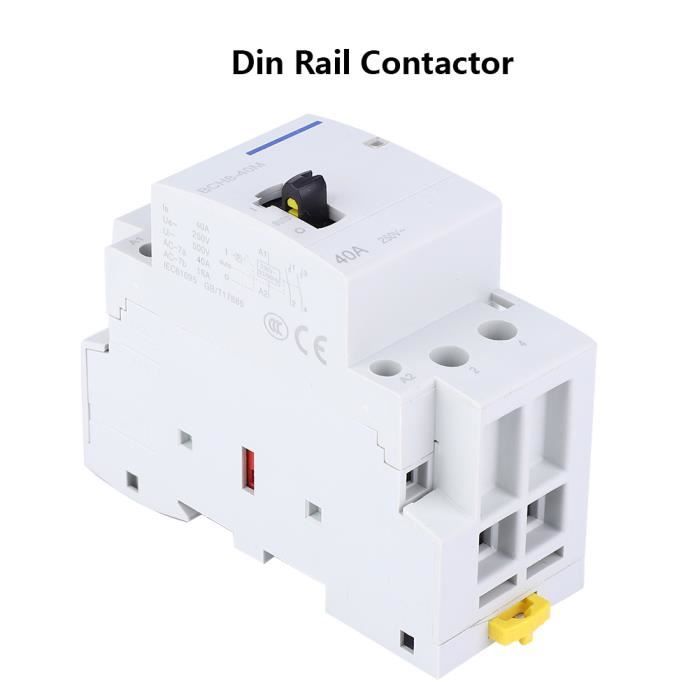 Mothinessto Contacteur AC sur rail DIN BCH8-40M 2P 40A 230V Contacteur AC domestique Montage sur ...