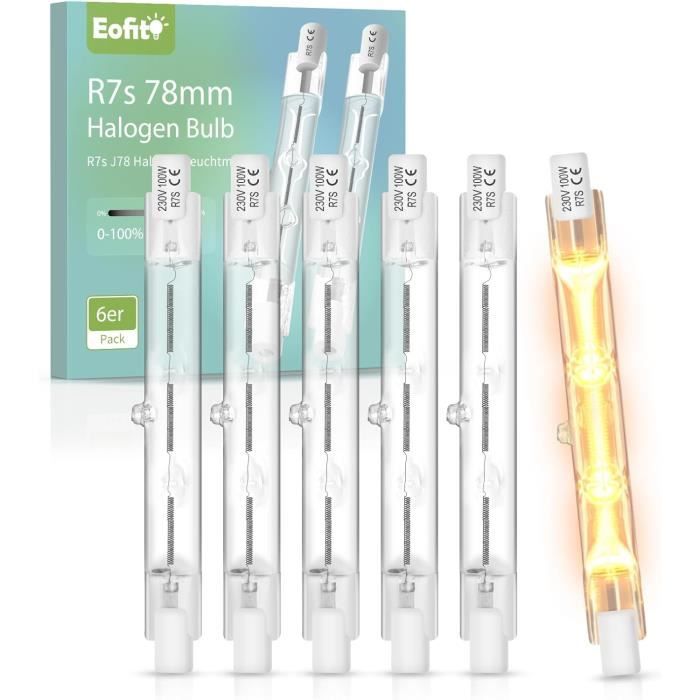 Ampoule Halogène R7S 78mm, Dimmable Ampoule R7S 78mm 100W 1800LM, Blanc ...