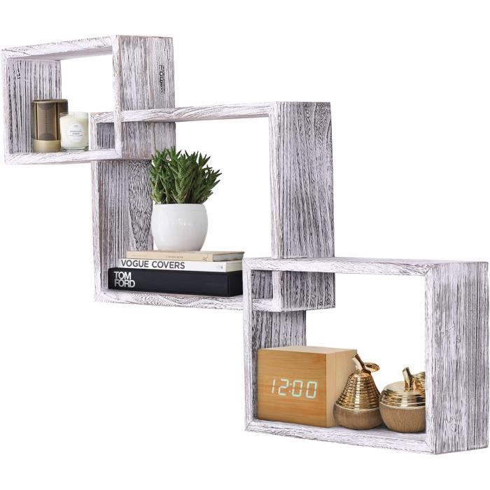 Tablettes murales rustiques carrées en forme de tablettes flottantes ...