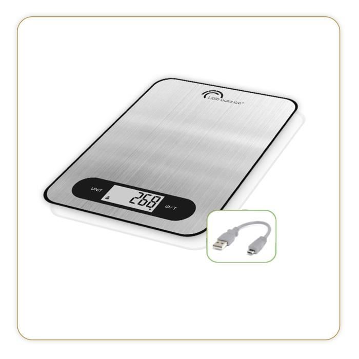 8550 Slim Inox Usb-R, Balance De Cuisine Sans Pile, Rechargeable Usb ...