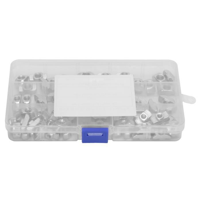 Zerone Écrou coulissant à rainure en T 80 pièces écrous coulissants à fente en T M4 M5 M6 M8 ...