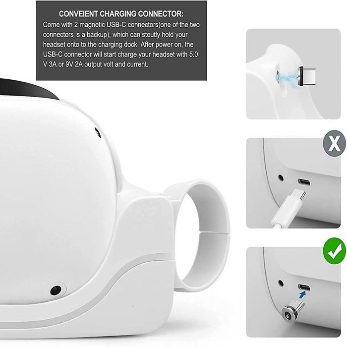 Oculus Quest 2 Vr Helmet Headset Power Adapters Charging Dock Stands ...