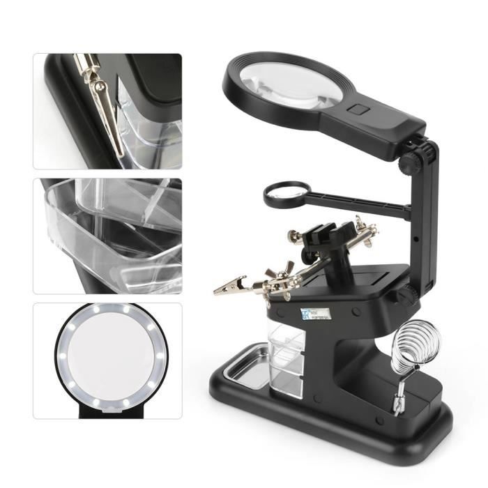 Station de fer à souder - ESTINK - Modèle avec loupe LED - 10 lumières ...