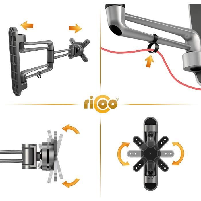 Support Mural Écran Pc S2111 Orientable Inclinable Universel 13-29" (33 ...