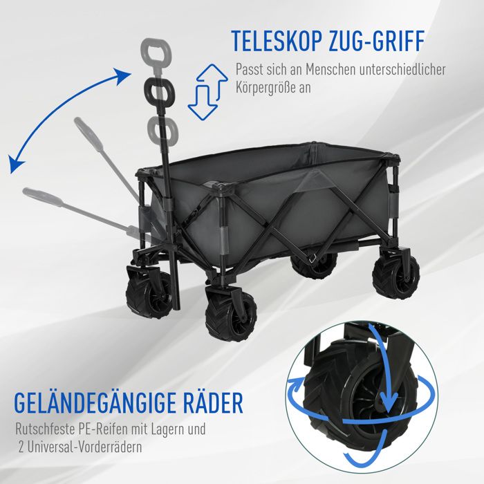 Bollard trolley chariot pliable chariot de jardin 360 ° avec poignée ...