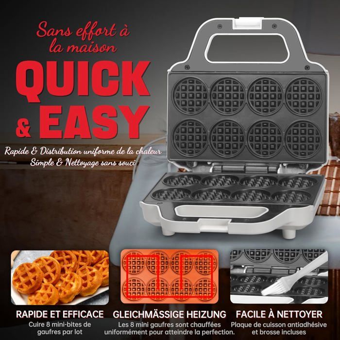 Mini Waffle Maker, Fer À Gaufres Pour Enfants, Fait Des Petites Gaufres ...
