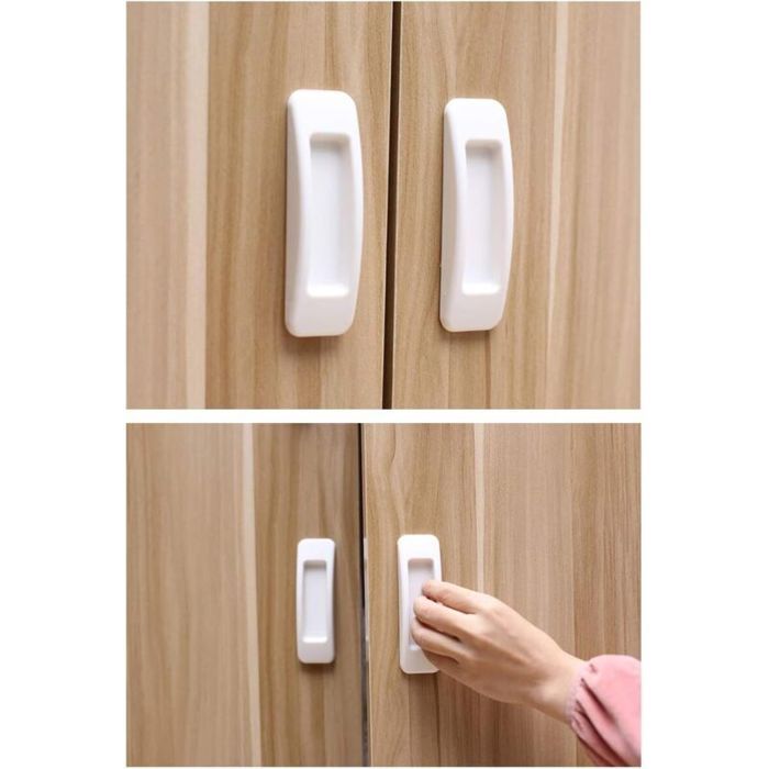Poignée de porte coulissante blanche auto-adhésive en 4 pièces ...