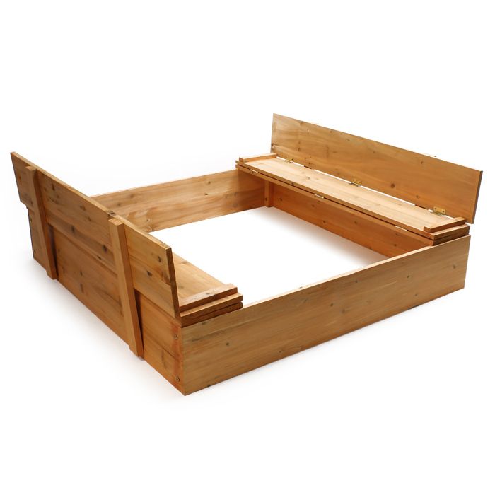 Wiltec Bac à sable – 98 x 98 x 18 cm – en Bois – avec Couvercle ...